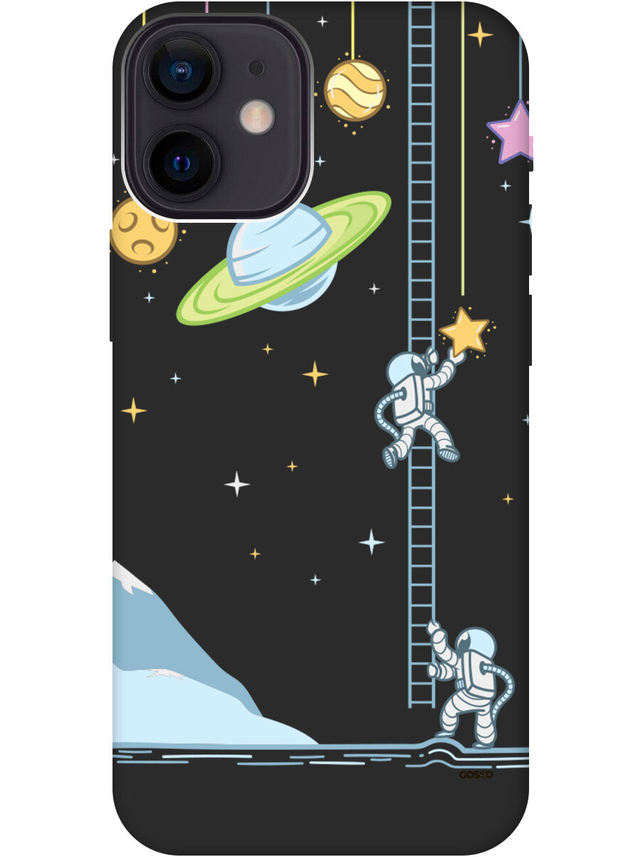 Силиконовый чехол на Apple iPhone 12 Mini / Эпл Айфон 12 мини с рисунком "Ladder into Space" Soft Touch черный