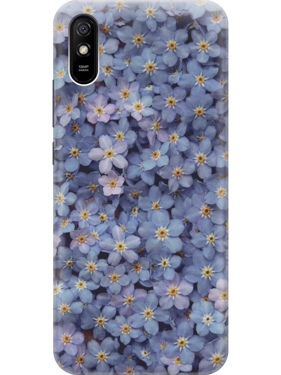 Силиконовый чехол на Xiaomi Redmi 9A, Сяоми Редми 9А с принтом "Голубые фиалки"