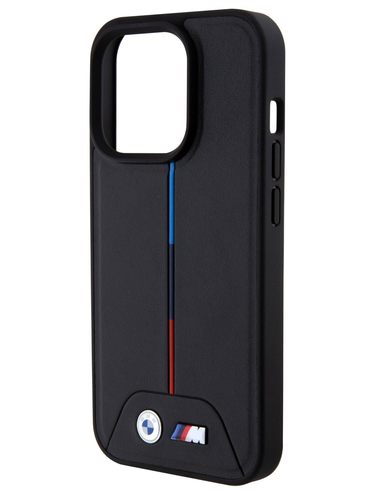 BMW для iPhone 15 Pro Max чехол M-Collection PU Quilted Tricolor Hard Black (MagSafe)