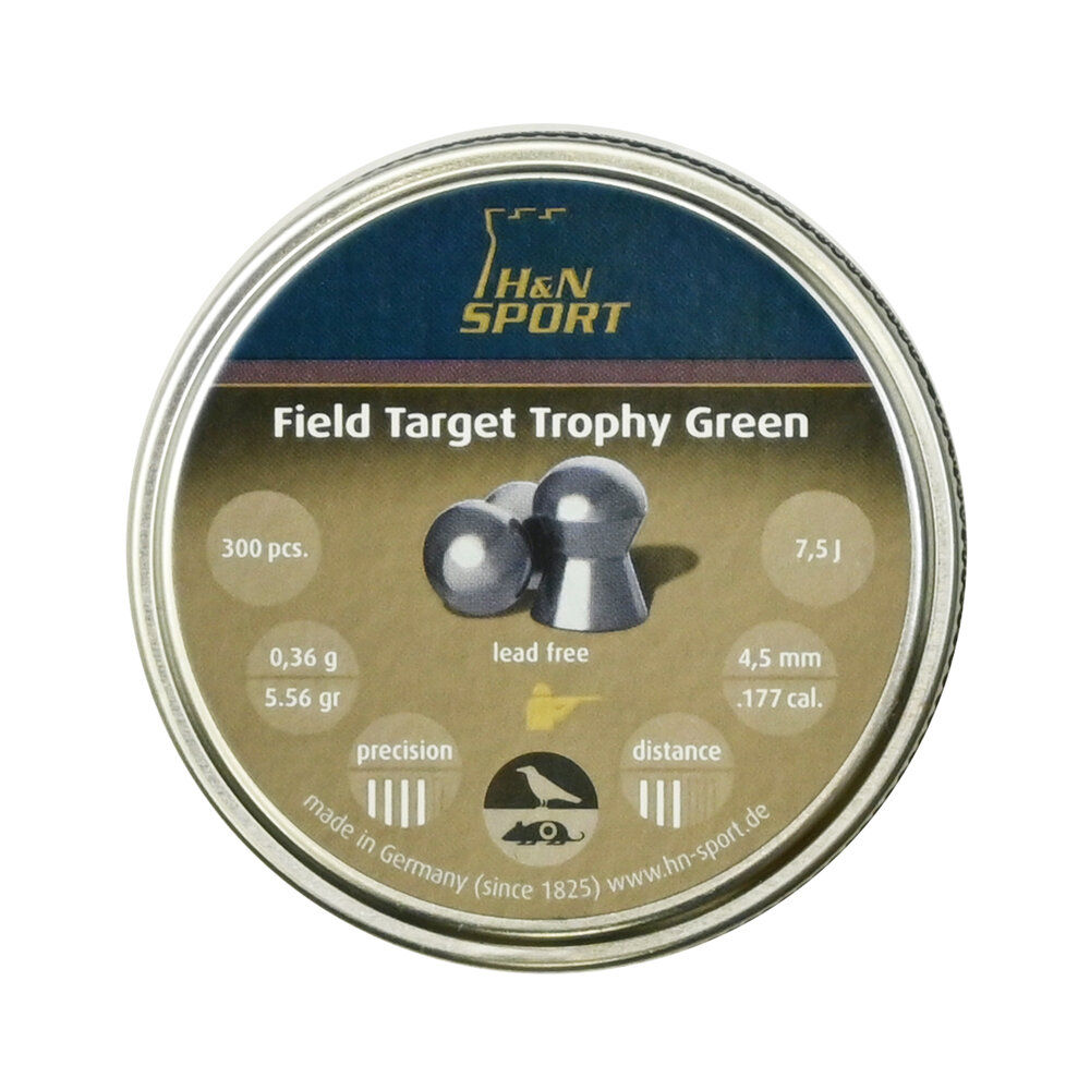 Пули для пневматики H&N Field Target Trophy Green 4,5 мм 0,36 гр 300 шт
