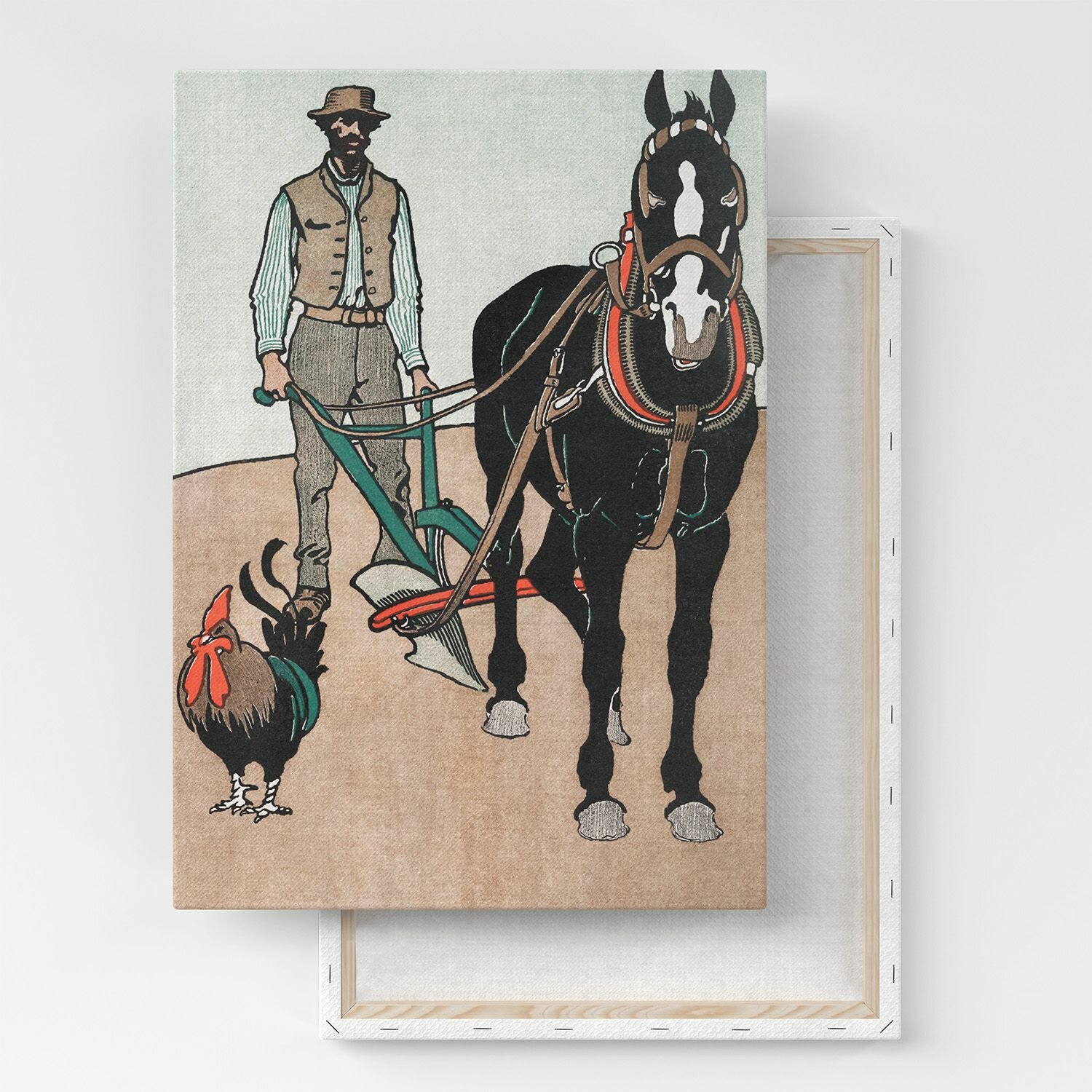 Картина на холсте, репродукция / Эдвард Пенфилд - Man with Rooster and Horse / Размер 30 x 40 см