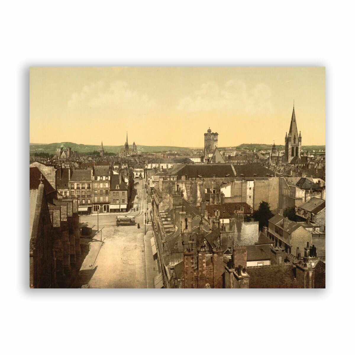 Постер, плакат на бумаге / General view, Dijon, France / Размер 40 x 53 см