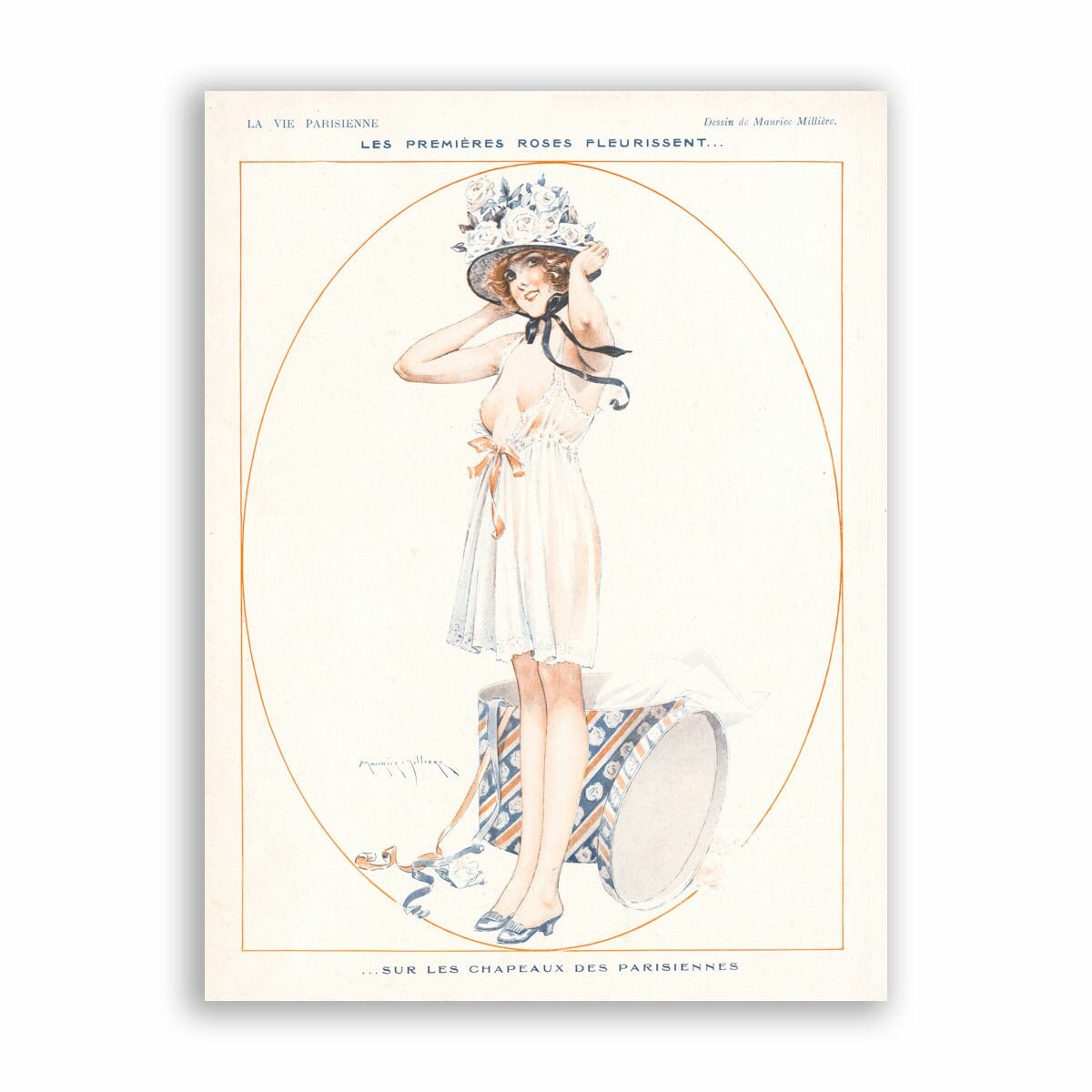 Постер на бумаге в стиле Пин-ап / La Vie Parisienne - Les Premieres Roses Fleurissent Sur / Размер 40 x 53 см
