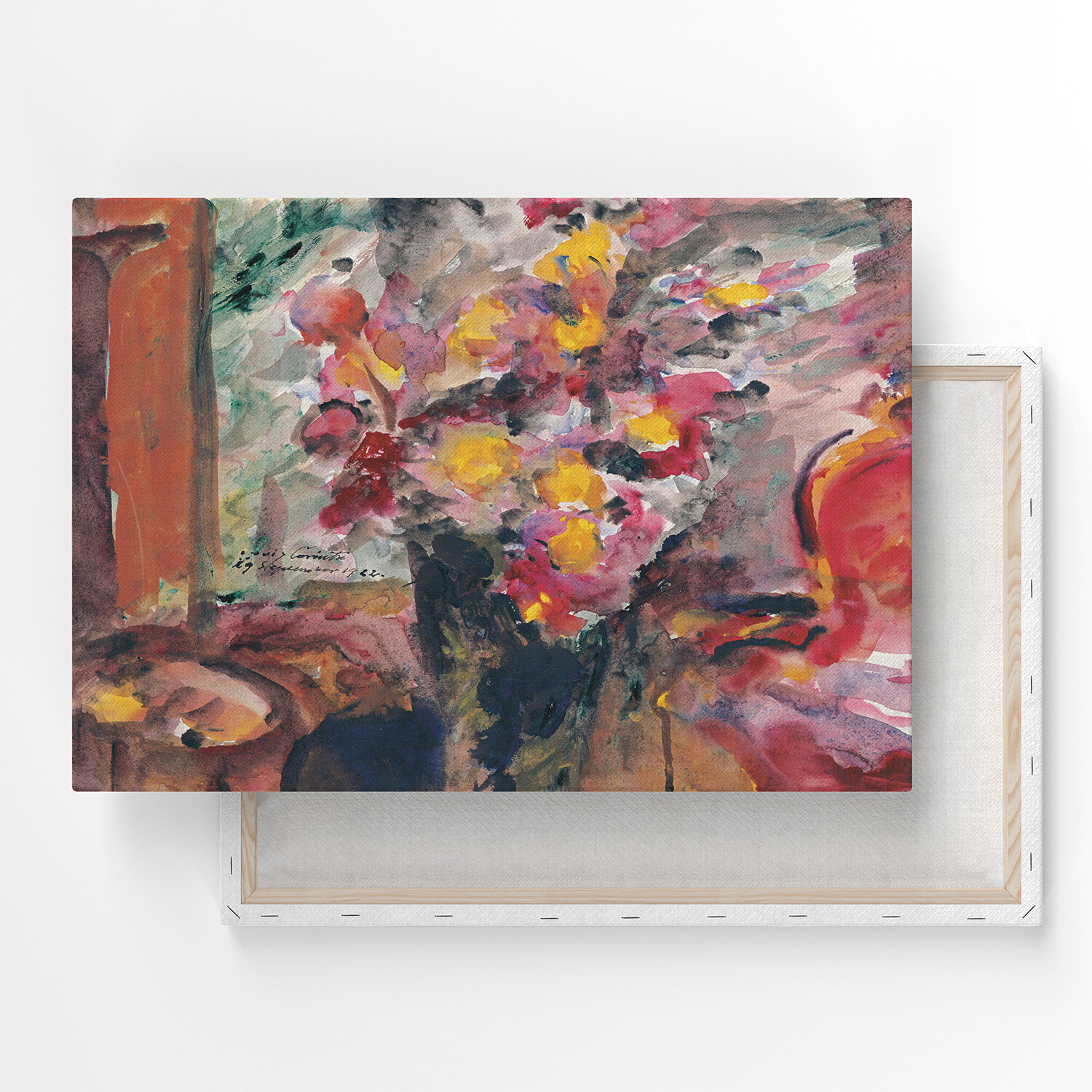 Картина на холсте, репродукция / Ловис Коринт - Flower Vase on a Table, 1922 / Размер 30 x 40 см