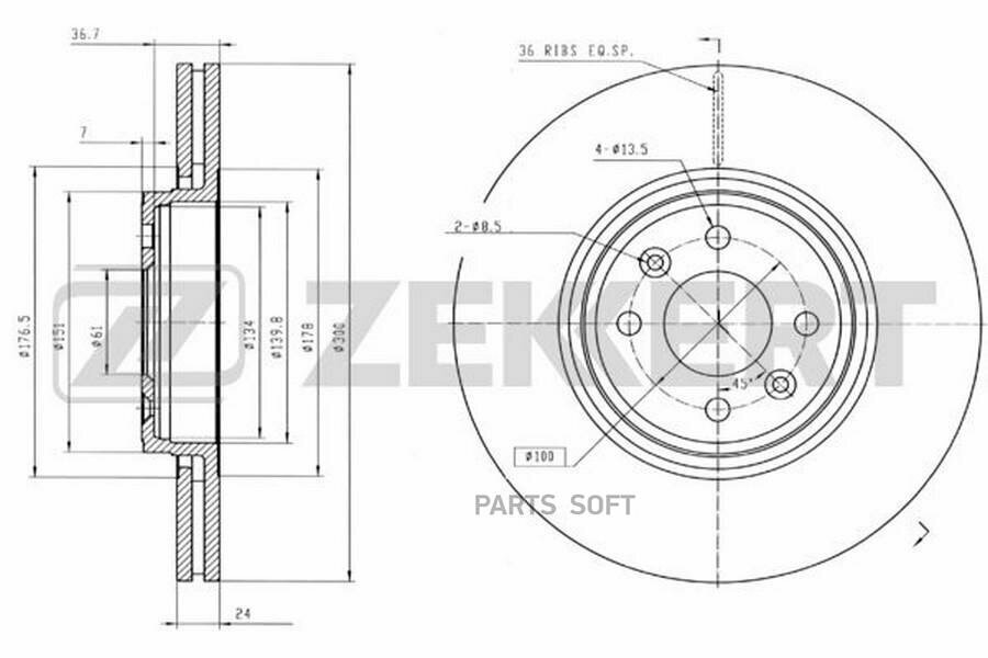 ZEKKERT BS-5404 Диск торм. перед. Renault Grand Scenic II 04- Scenic II 03- ()