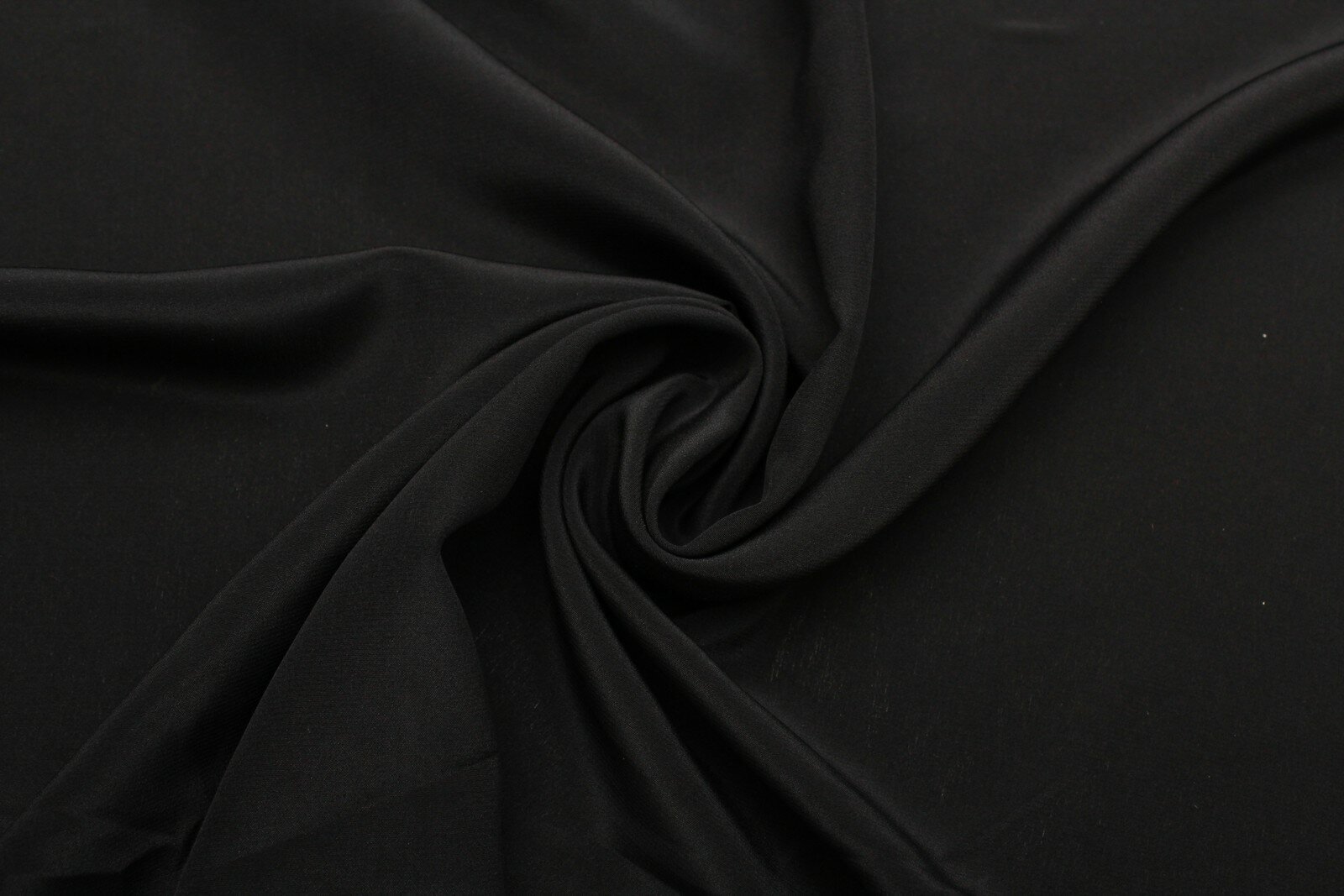 Ткань Шелк-крепдешин глубокий чёрный, матовый, ш136см, 0,5 м