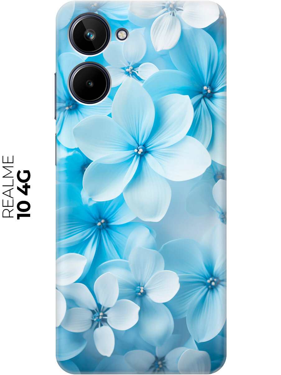 Силиконовый чехол на Realme 10 4G / Рилми 10 4Г с рисунком "Бело-голубые цветы"