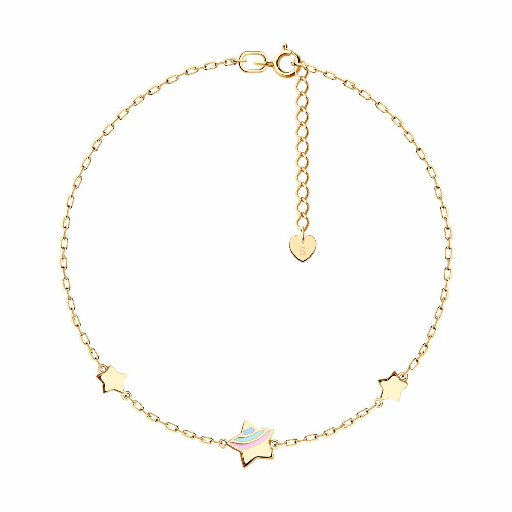 Браслет, красное золото, 585 проба, эмаль