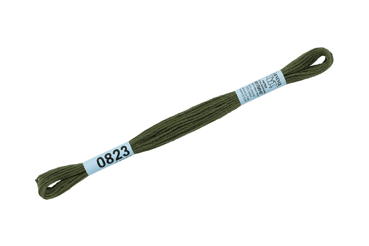 Мулине "Gamma" 100% хлопок 8 м №0823 т. хаки