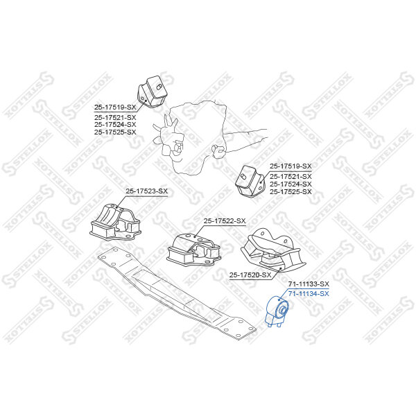 Подвеска, ступенчатая коробка передач, STELLOX 71-11134-SX (1 шт.)
