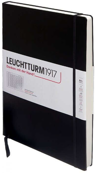 Leuchtturm 307959 Блокнот leuchtturm master, a4, 100 г/м2, 235 стр, в клетку, твердая обложка, черный