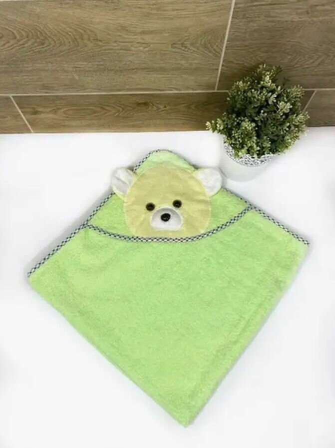 Полотенце-уголок детское 80х80 см пончо с капюшоном