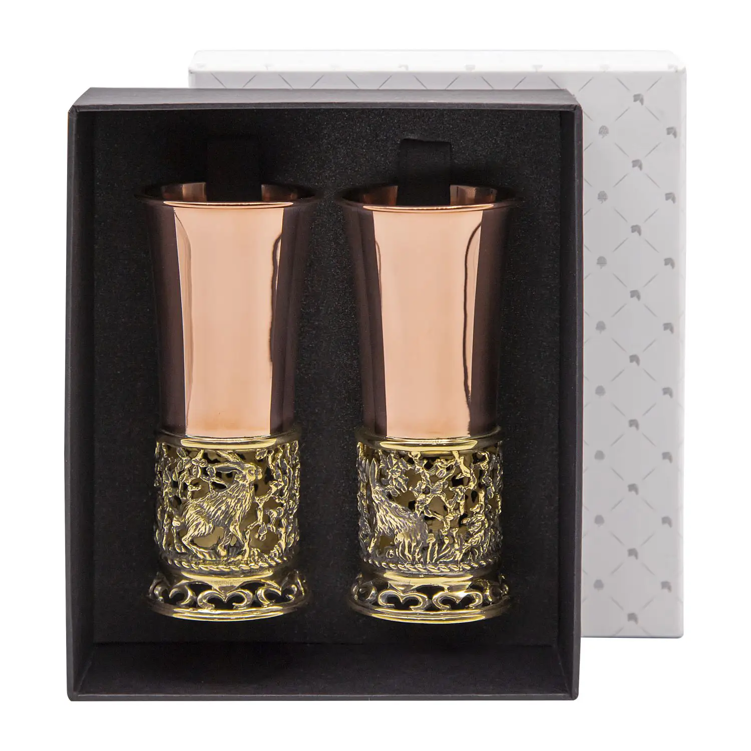 Набор стопок для водки Охота на зайца (с чернением)