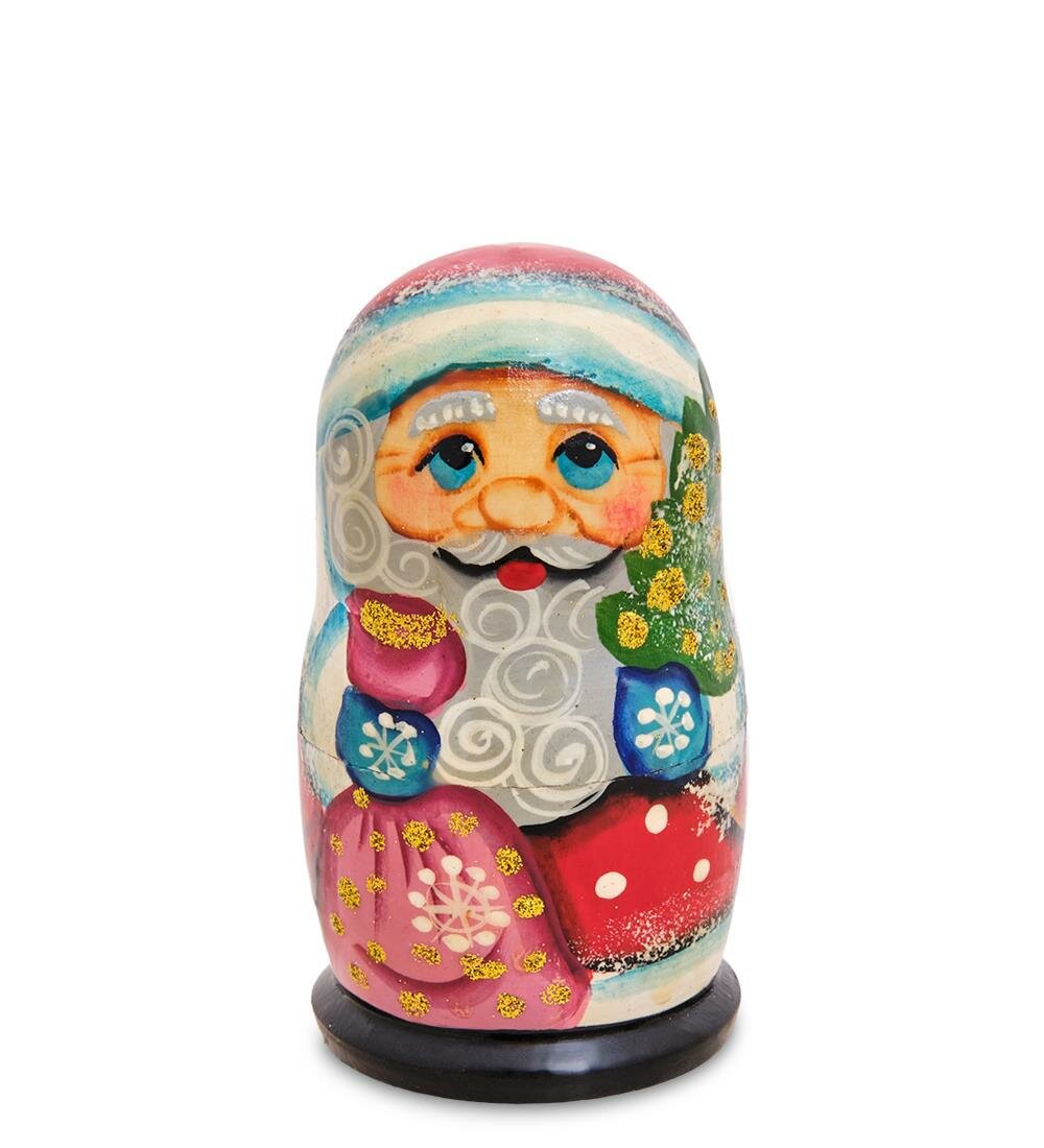 Матрешка "Новогодние подарки" (малая), дерево (липа), ручная роспись, высота 10,5 см