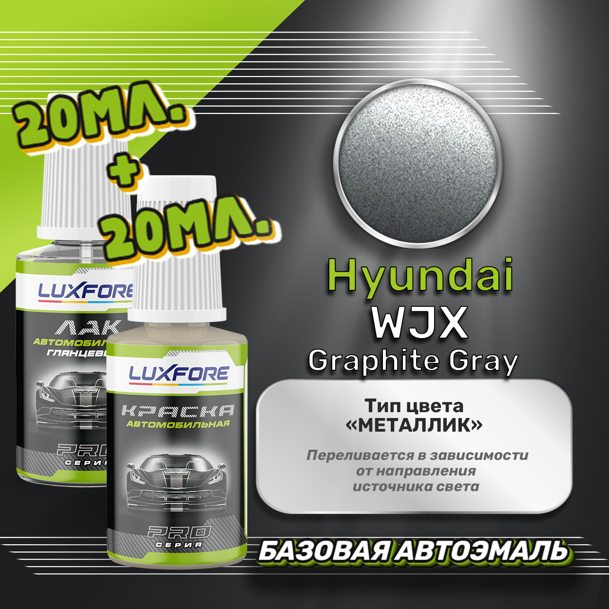 Luxfore подкраска для царапин и сколов Hyundai WJX Graphite Gray 20 мл + лак 20 мл комплект