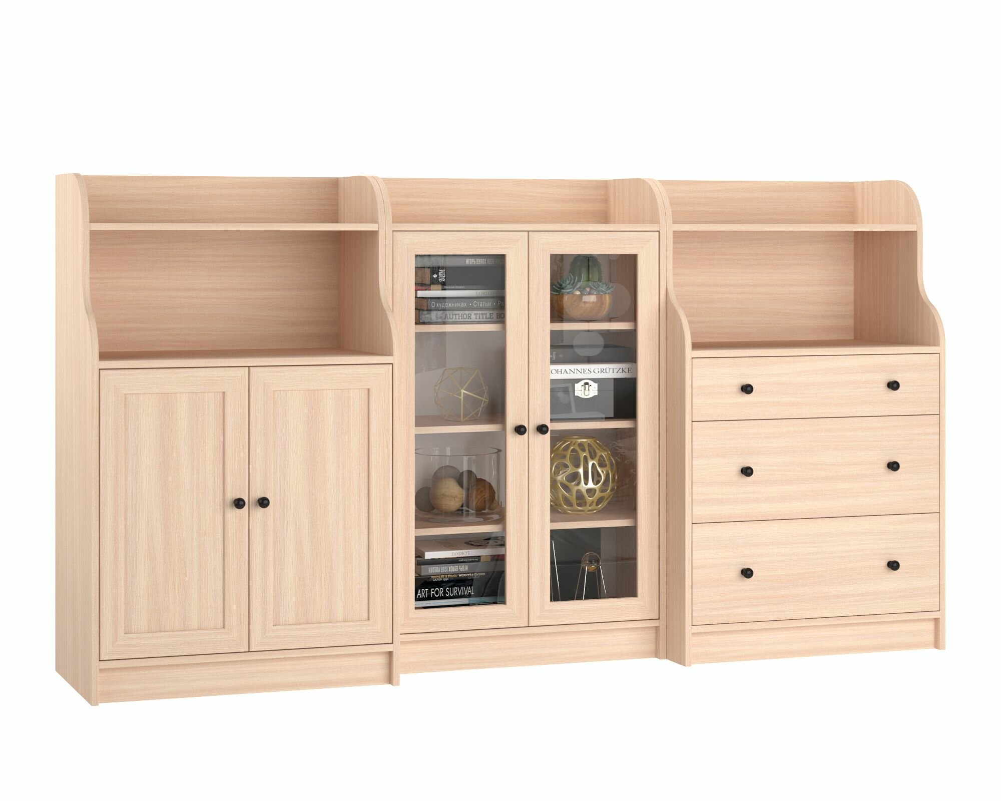 Комод с полками и ящиками "Хауга Дуб молочный 8" 210х116х46