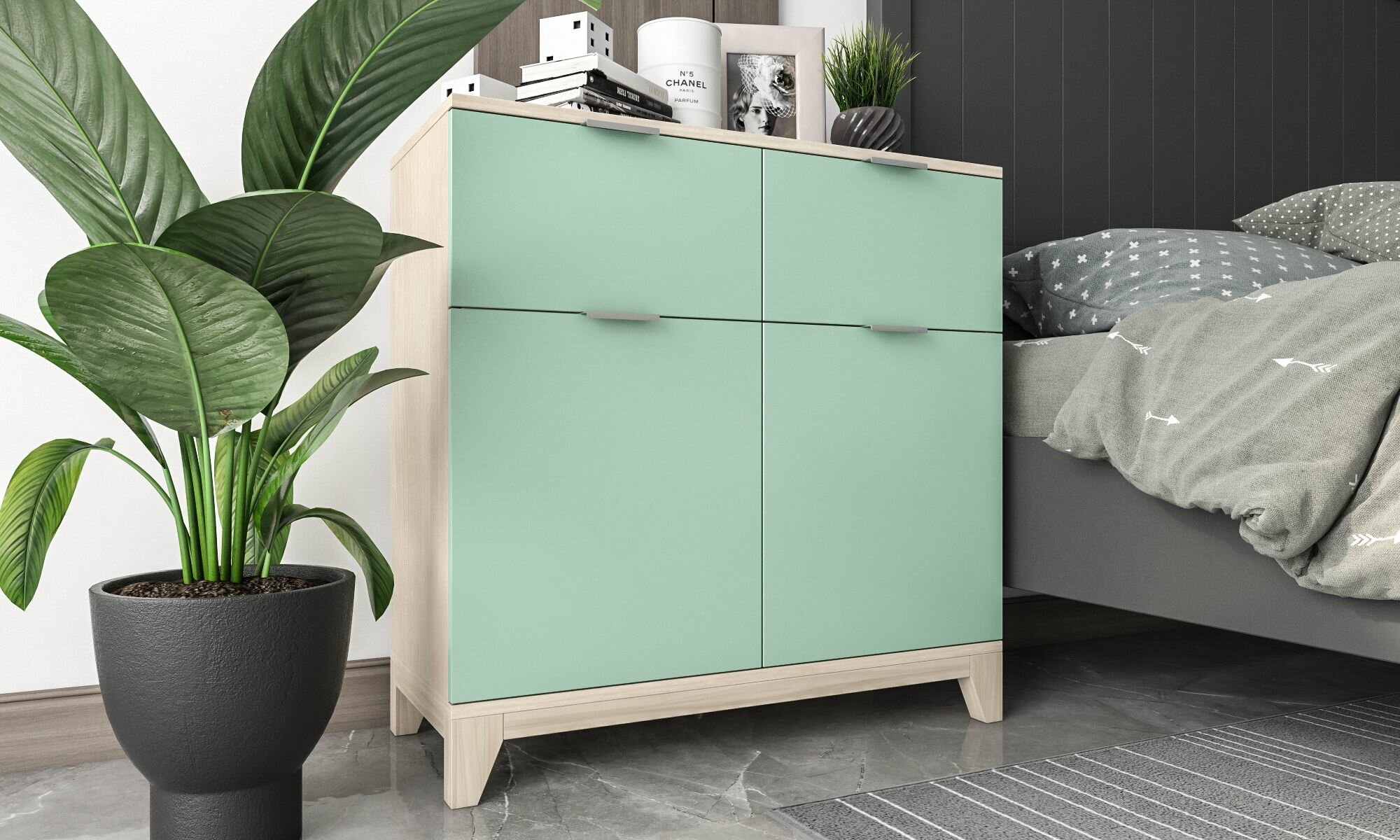 Комод с выдвижными ящиками "Хельга 17" МДФ 80х80х40 Кремона шампань / Ниагара