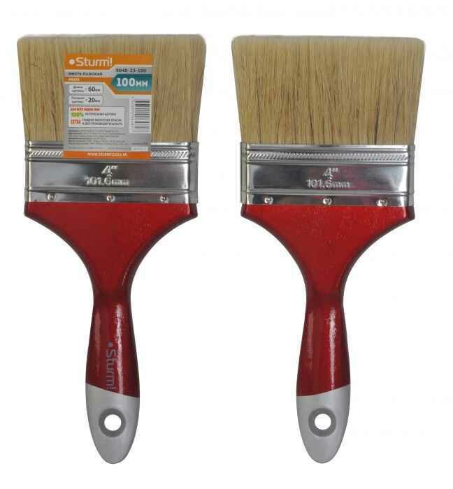 Кисть плоская, натуральная щетина Sturm! 9040-23-100