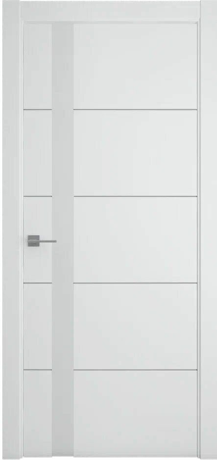 Двери Эмаль Геометрия 7 Белая стекло Белое 700х2000 в комплекте коробка 2,5шт и наличник 5шт