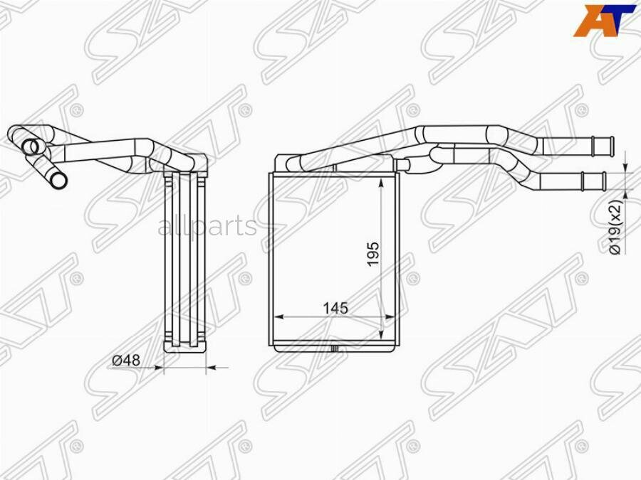 SAT ST-FD08-395-0 Радиатор отопителя салона Ford Fiesta 02-05 / Fusion 02-12