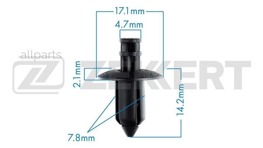 ZEKKERT BE-1028 Клипса крепёжная Honda Mitsubishi Nissan Subaru Suzuki Toyota (миним. кол-во заказа 10 шт)
