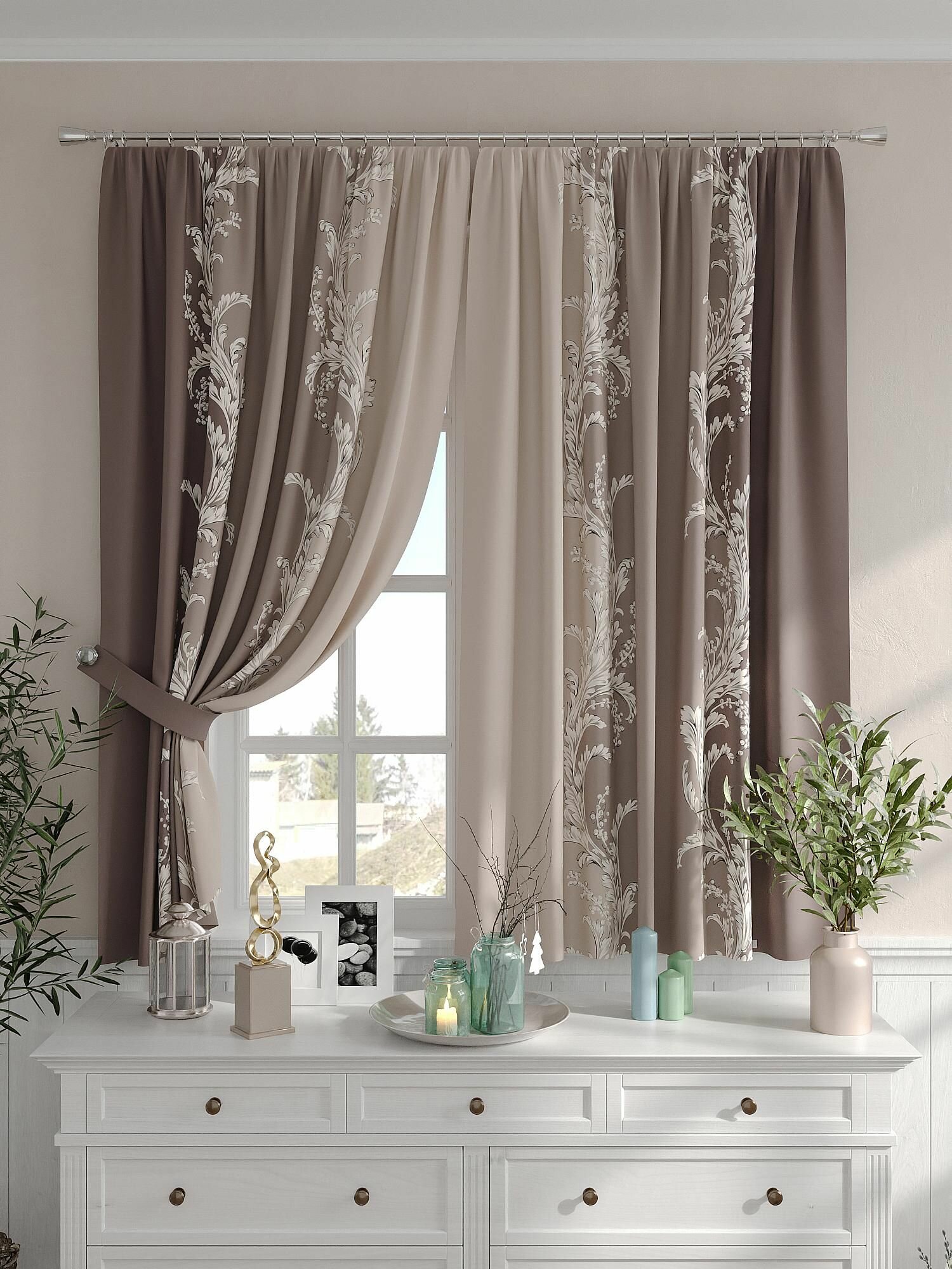 Шторы для кухни Comfy Way 150х160 см 2 шт/ Литония