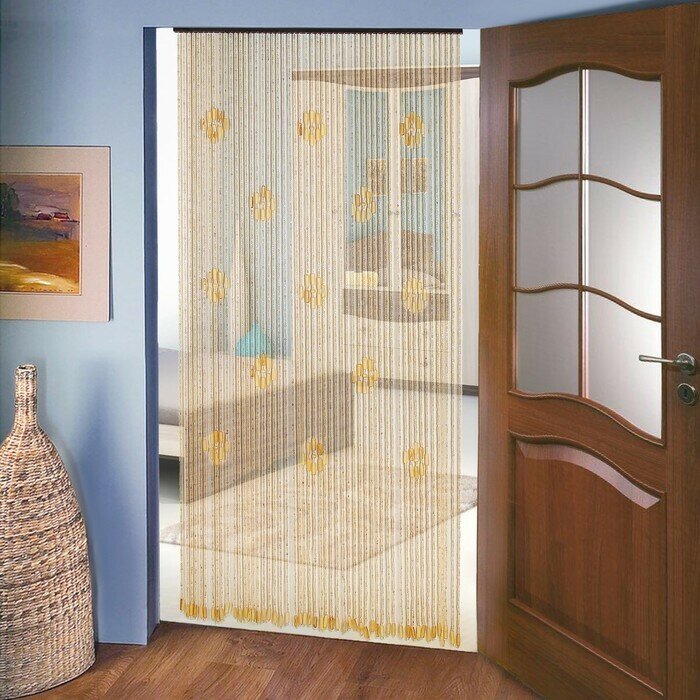 Штора-занавеска КНР Шарики, декоративная, 90х195 см, 52 нити, дерево