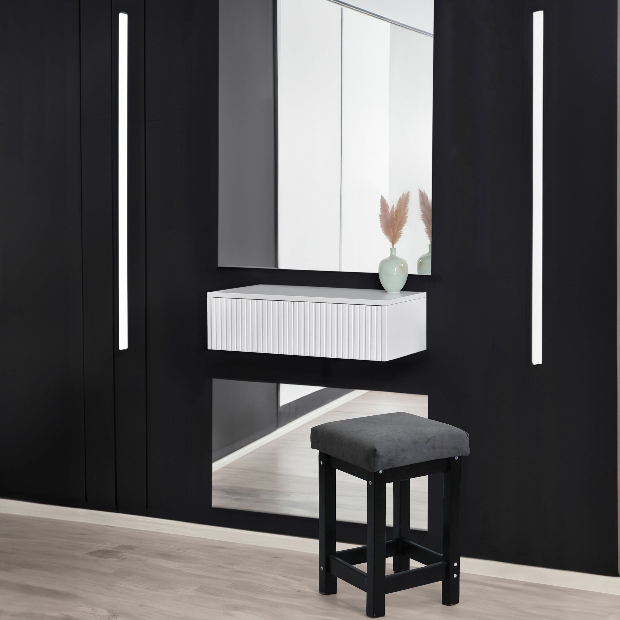 Туалетный столик, 73х34х21, подвесной, консольный столик, с ящиком, белый, Dipriz