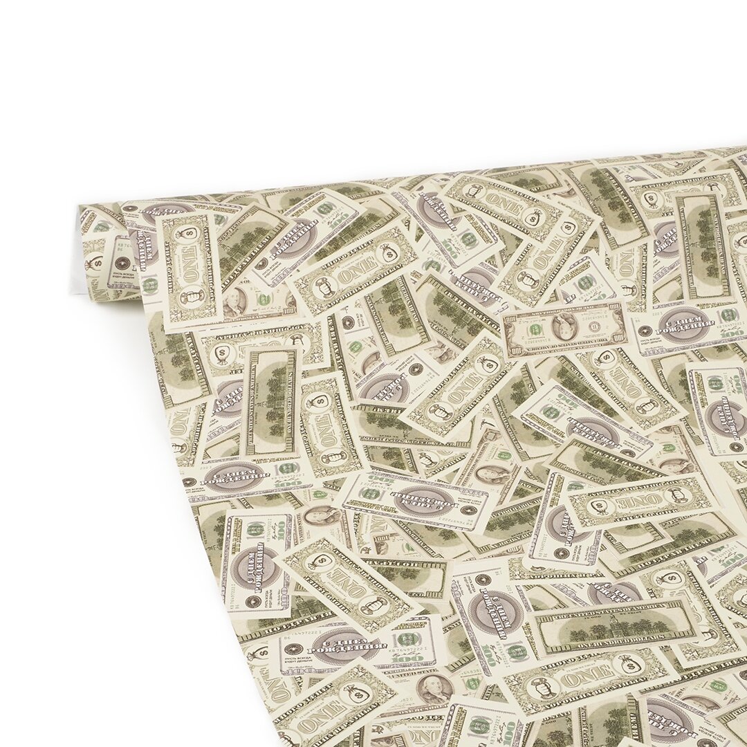Упаковочная бумага (0,7*1 м) Деньги, 10 шт.