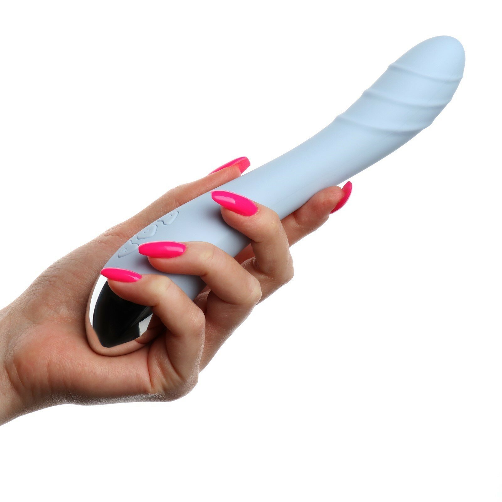 Вибратор массажный, 10 режимов, 22×3 см, ЗУ USB, голубой, силикон