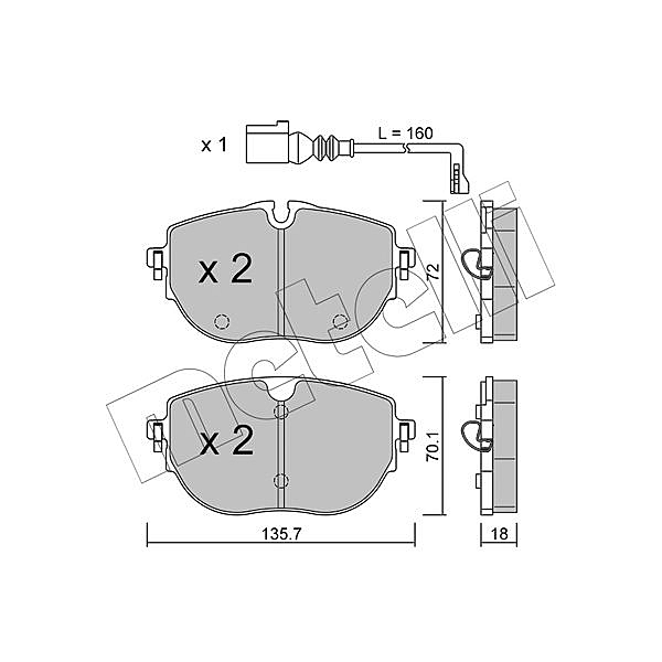 METELLI 22-1321-0 колодки тормозные дисковые под датчик износа\ VW Transporter (Транспортер) vi 15