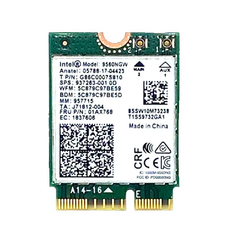 Intel 9560NGW Wi-Fi-карта Беспроводной адаптер Bluetooth 5.0 Двухдиапазонный 2,4 г/5 ГГц 802.11ac M.2: CNVi Рецептор антенны Wi-Fi Intel