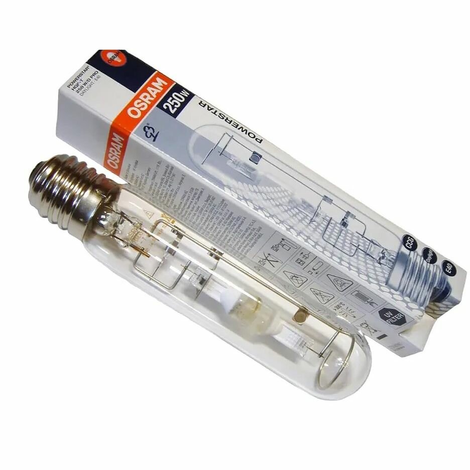 1шт/уп. Лампа Металлогалогенная 250Вт E40 19000Лм D-46mm L-226mm МГЛ 5500К Газоразрядная СветХолодный белый HQI-T 250/D PRO Osram, уп. 1шт