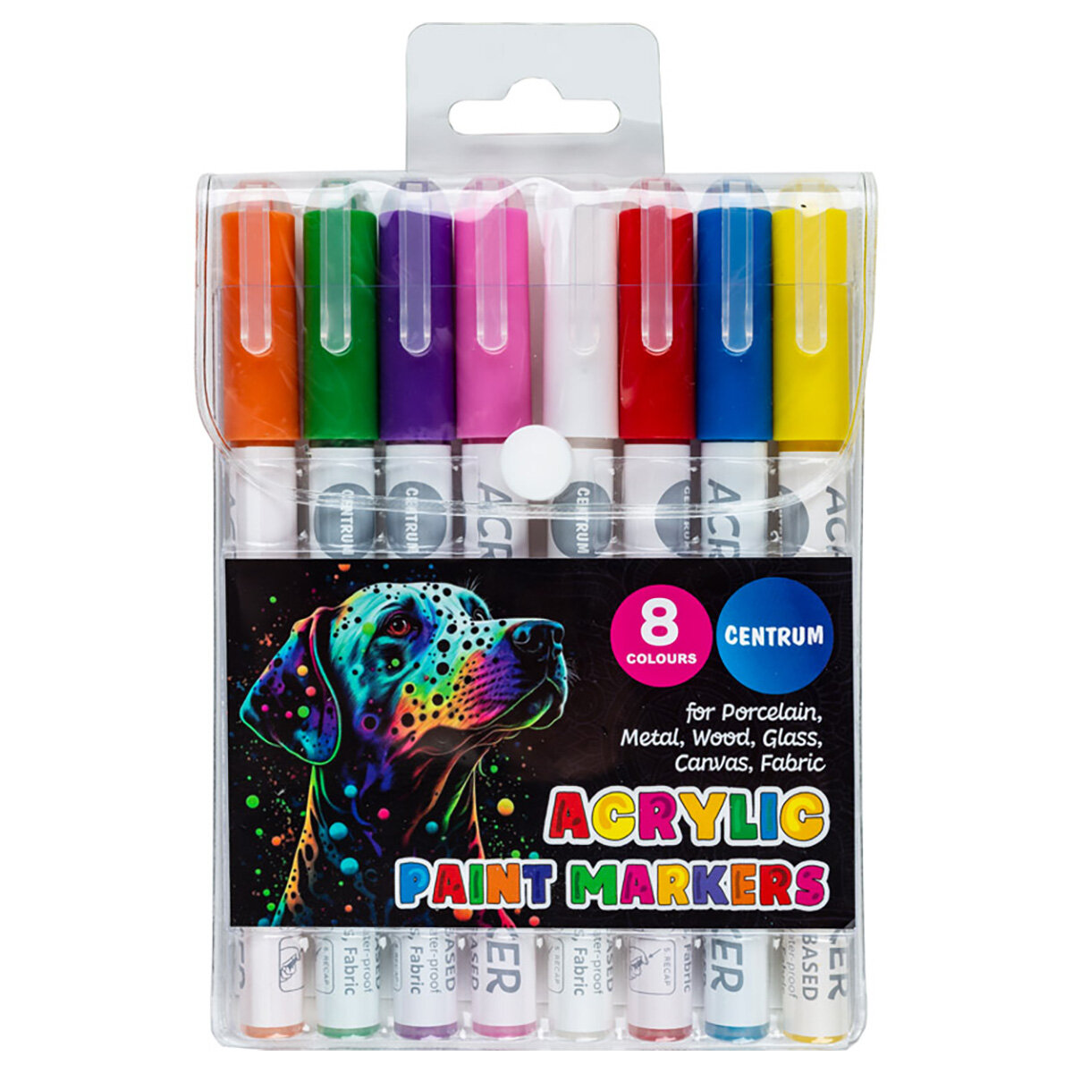 Centrum Набор акриловых маркеров двусторонних 8 цветов, перо круглое и тонкое, 89786-MU20