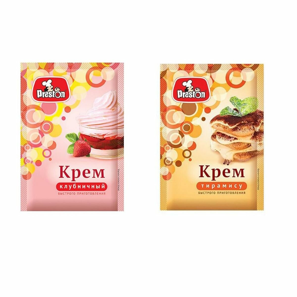 Набор из двух пачек кремов Preston: клубничный и тирамису
