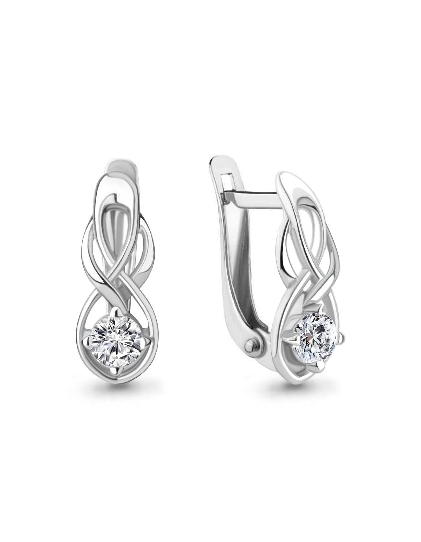 Серьги, серебро, 925 проба, родирование, фианит