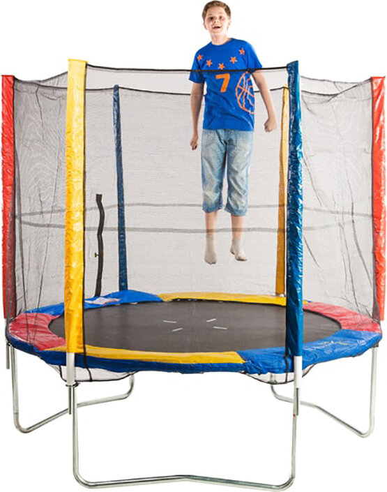 Детский батут с лестницей и защитной сеткой Sundays Acrobat-D312, каркасный, разноцветный