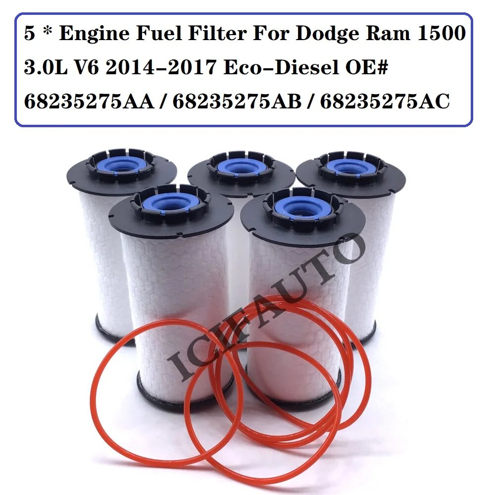 Топливный фильтр двигателя 2/4/5/6/8/10 шт. для Dodge Ram 1500 3.0L V6 2014-2017 Eco-Diesel OE # 68235275 АА / 68235275 АБ / 68235275 АК