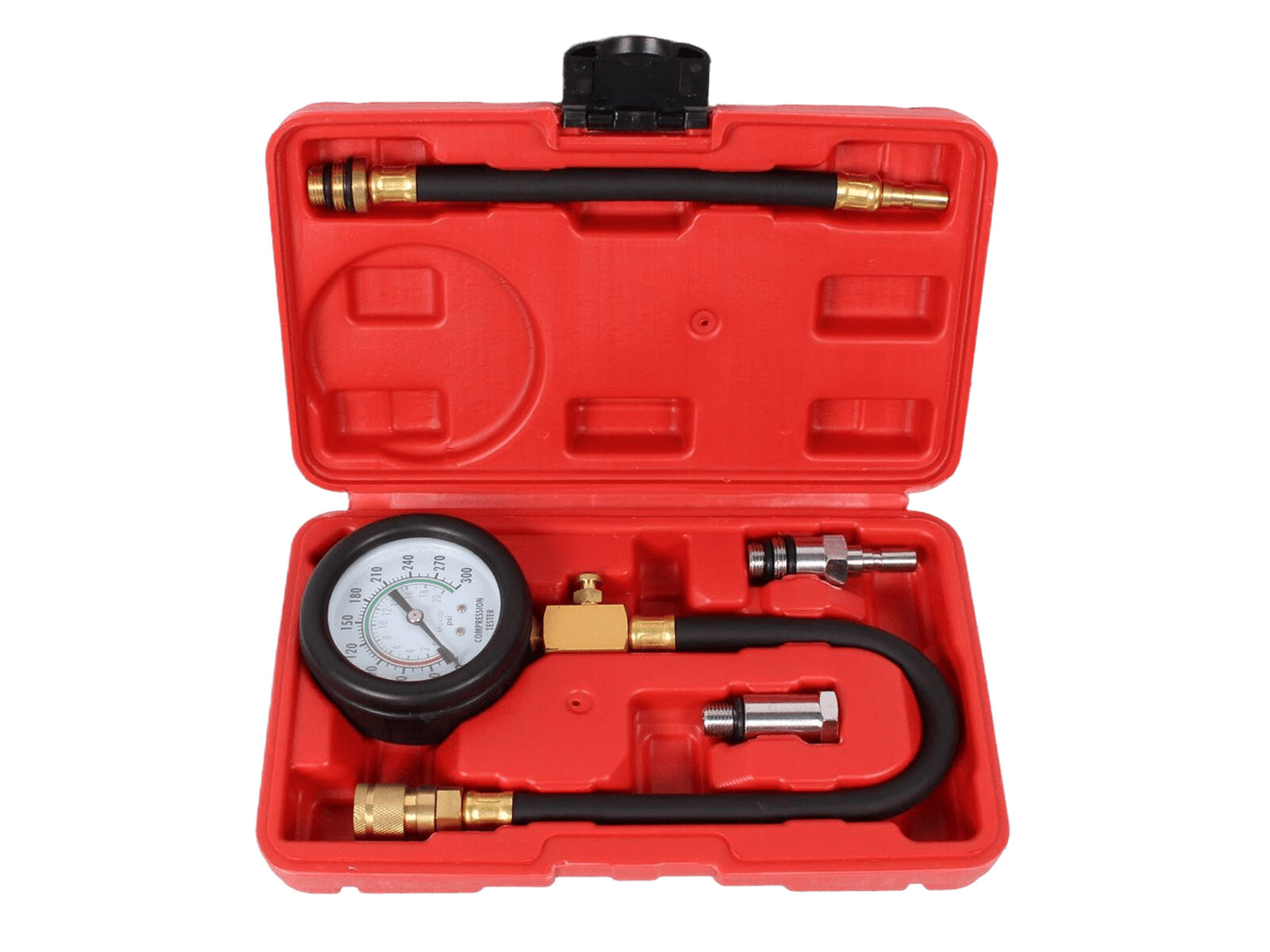 Компрессометр для бензиновых двигателей (0-21bar) 4 предмета в кейсе эврика