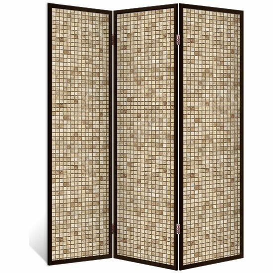 Ширма перегородка Декор Депо для комнаты деревянная "Песочная мозаика" двухсторонняя с картинкой (уют) 3 створки венге 176х140 см 11 кг