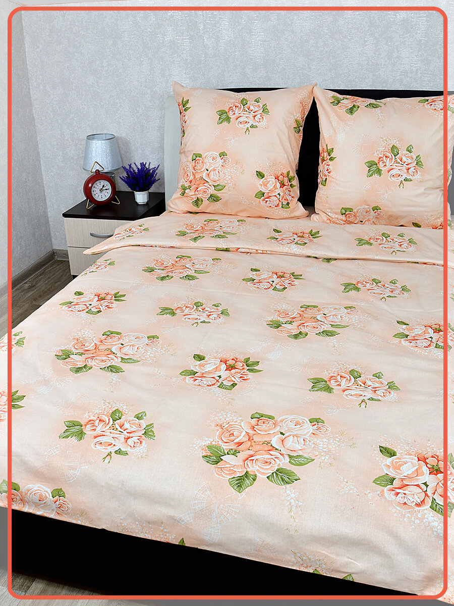 Постельное белье Шуйская бязь Роза персиковая 6744-2 1,5 спальное