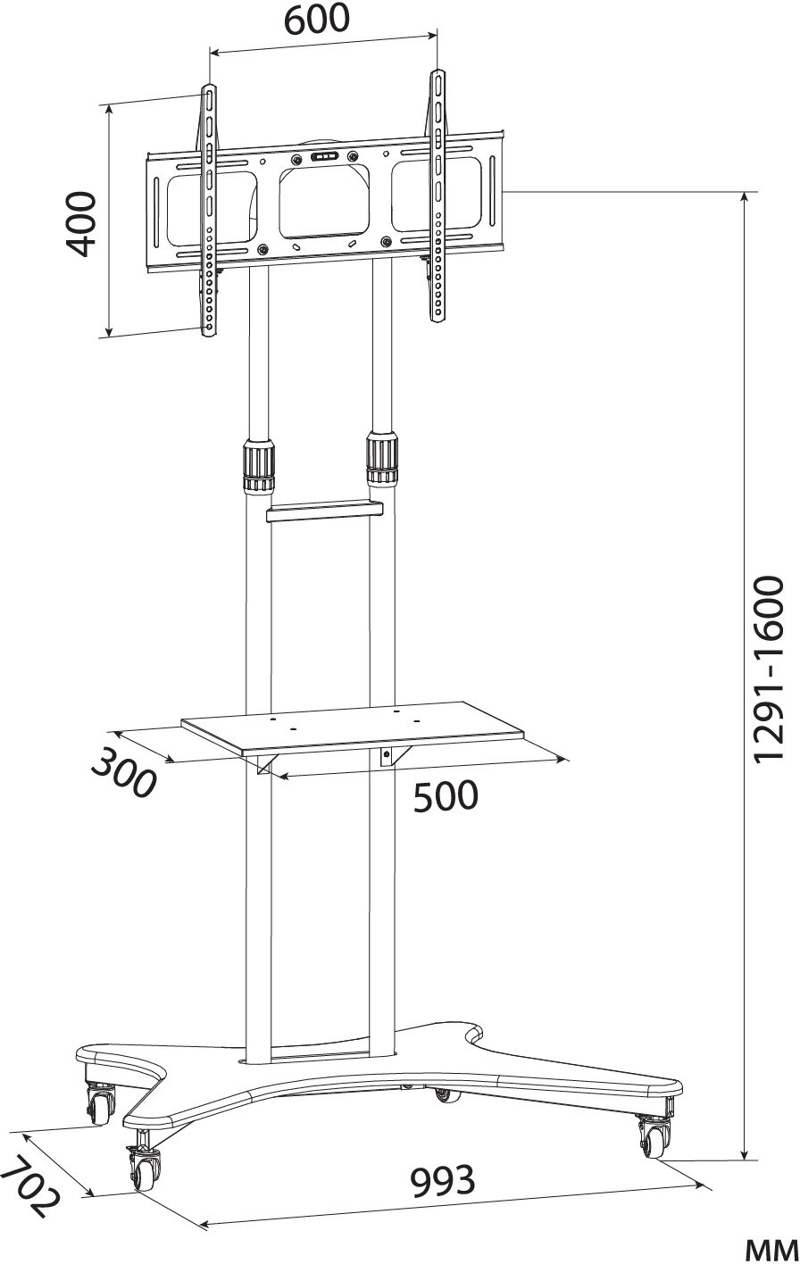 Стойка для CACTUS телевизора CS-ST31 черная 37"-75" макс.81.6кг