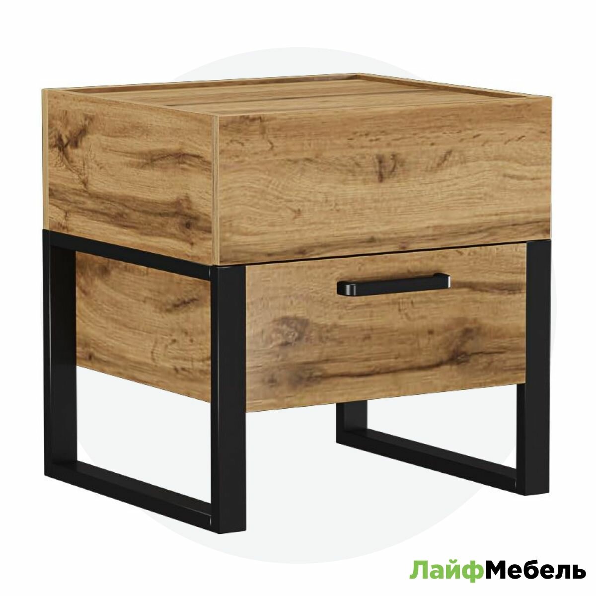 Тумба прикроватная металл дуб вотан / черный муар Лайфмебель Iris