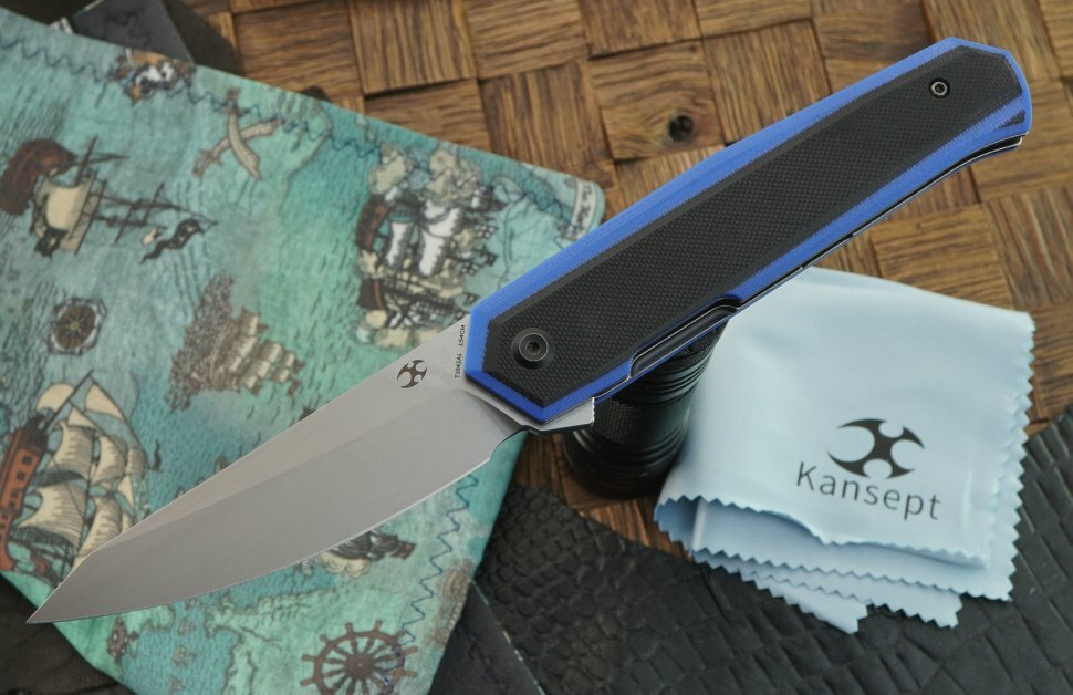 Складной нож Kansept Knives Integra, сталь 154CM, SW, рукоять черно-синий G-10