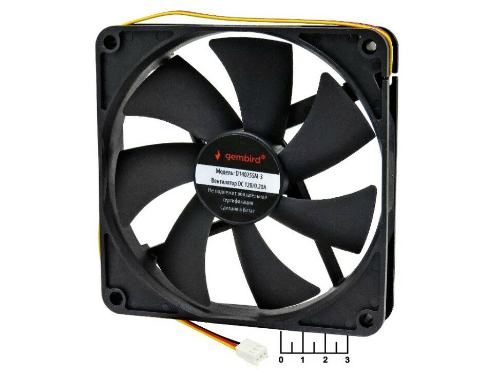 Вентилятор 12V 0.2A 140*140*25мм D14025SM-3 (втулка) (разъем 3pin)