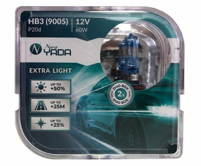 Лампа HB3(9005) 12V 60W EXTRA LIGHT +50 % Plastic case - 2шт