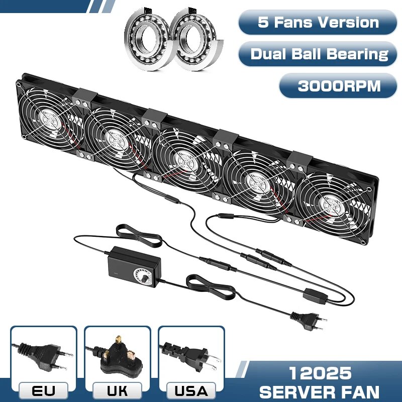 Комплект вентиляторов для охлаждения сервера YOUNUON YN-Server-Cooling EU Plug, 5 Fans Dual Ball