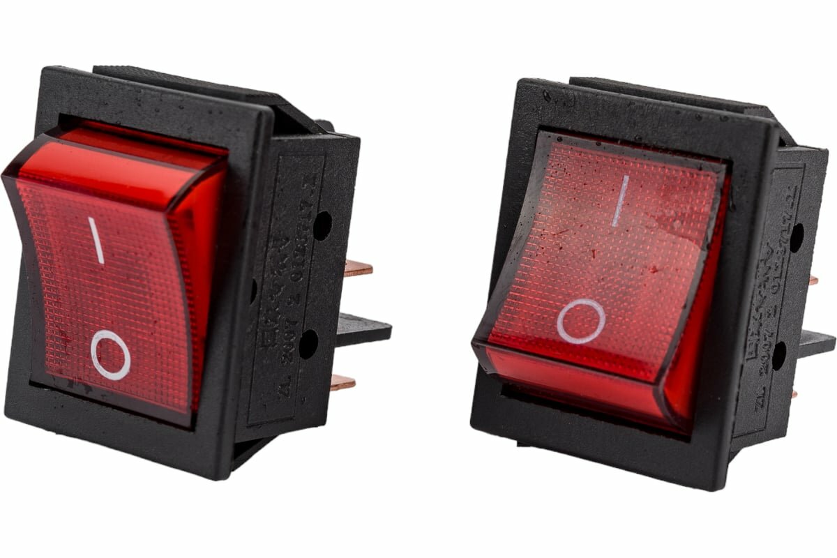 Nord-Yada Клавиша 250V 30A красная с подсветкой 4 контакта ON-OFF 2 шт в упаковке 905462