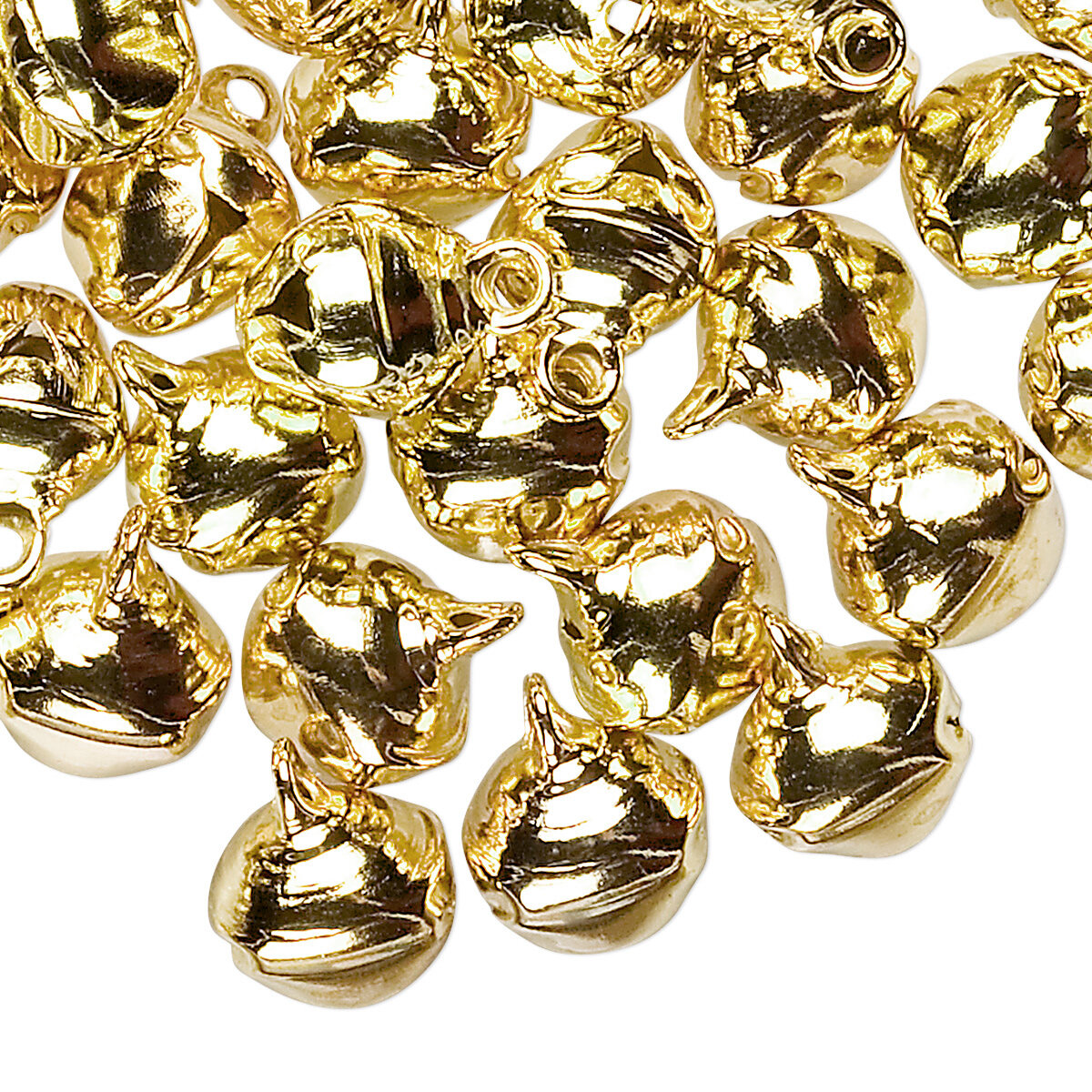 Подвеска, 12х10мм, бубенчик большой, базовый материал - сталь, золотистого цвета, 20 шт.