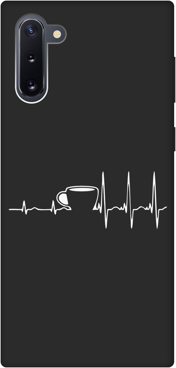 Матовый чехол Coffee Cardiogram W для Samsung Galaxy Note 10 / Самсунг Ноут 10 с 3D эффектом черный